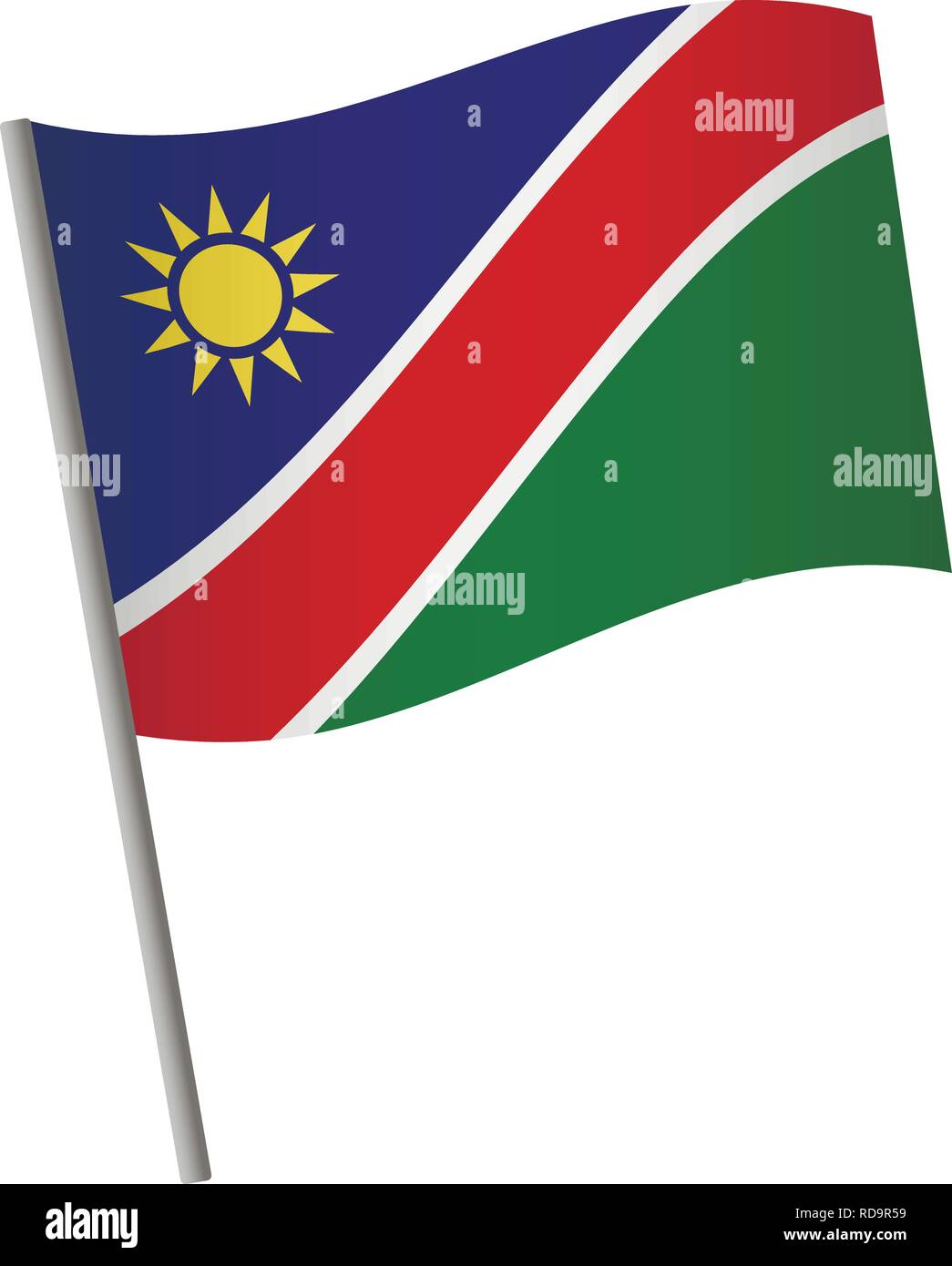 Namibia flag icon. National flag of Namibia on a pole vector ...