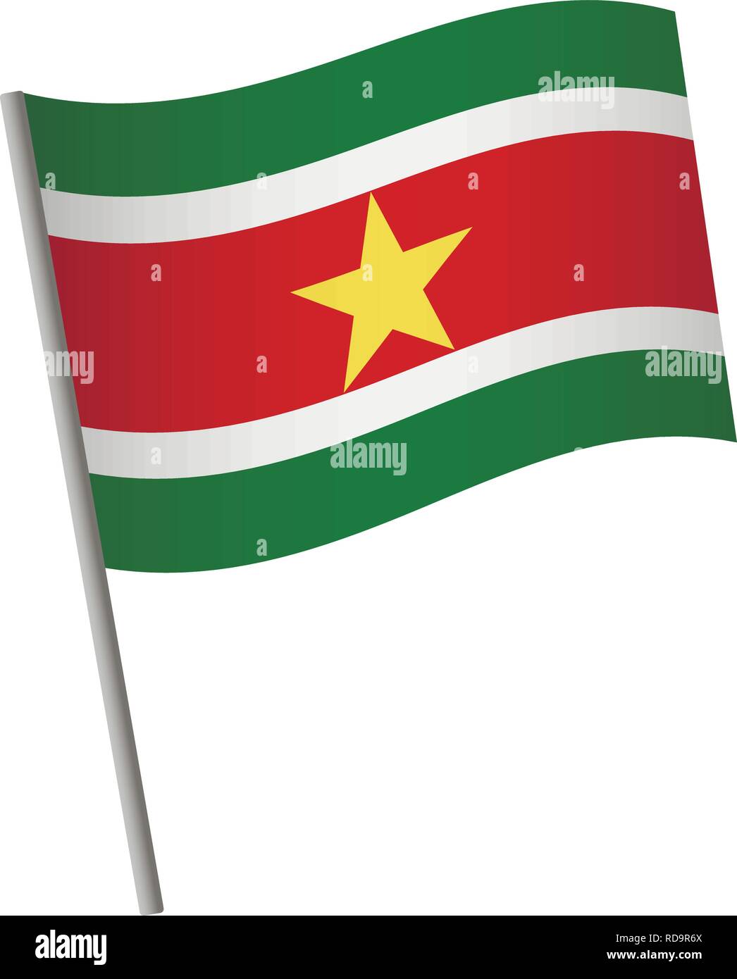 Suriname flag icon. National flag of Suriname on a pole vector illustration Stock Vector Image ...