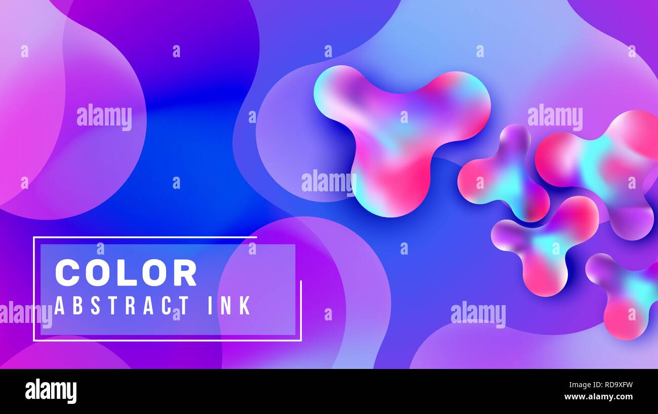 Abstract liquid bubble color gradient vector illustration. Gradient ink ...