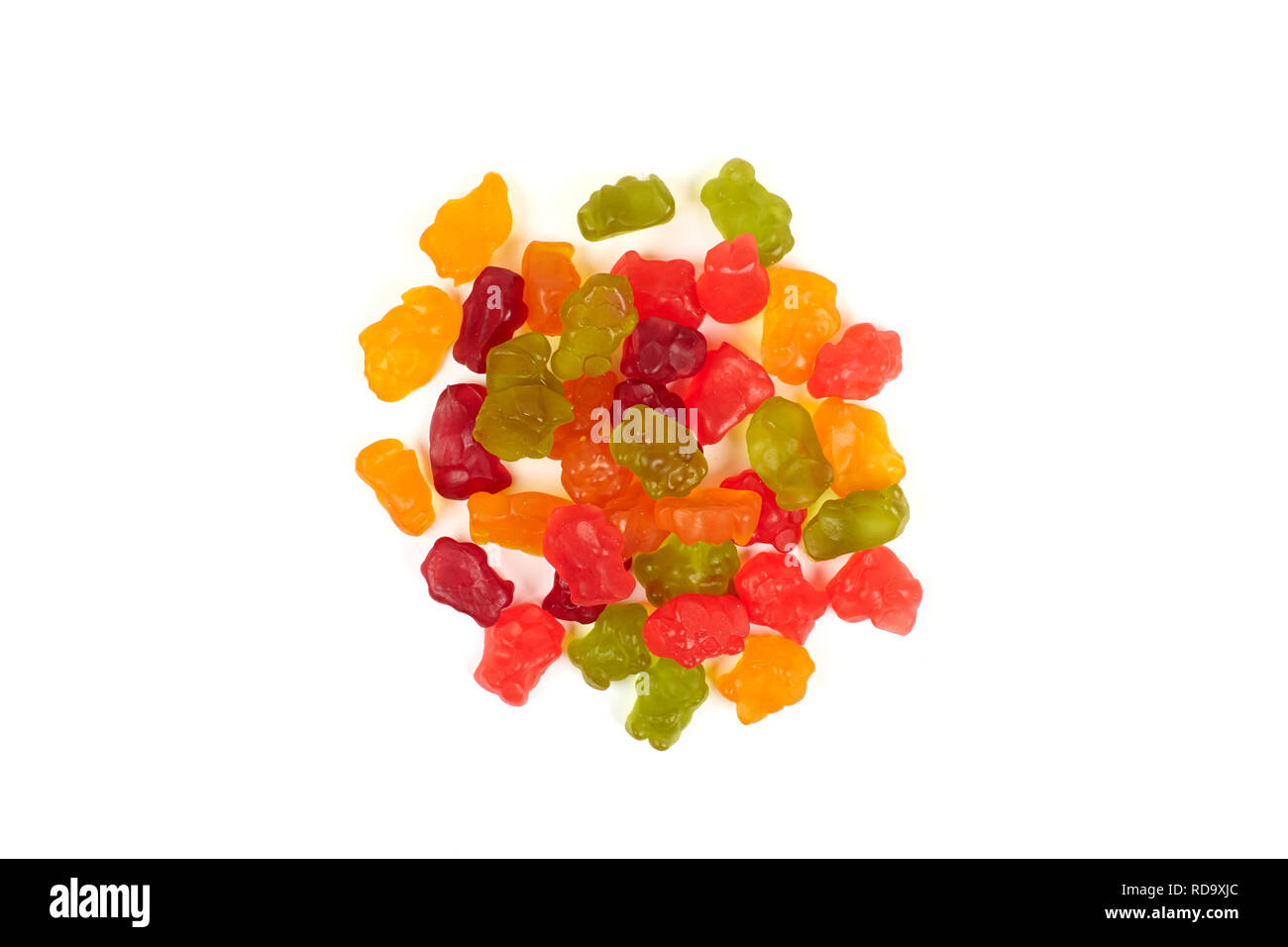 Colorful eat gummy bears jelly candy, isolated on white background ...