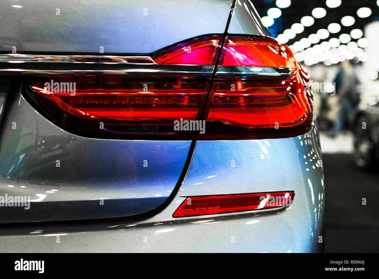 Back view headlight of new car. Car exterior details. Modern car. Rear ...