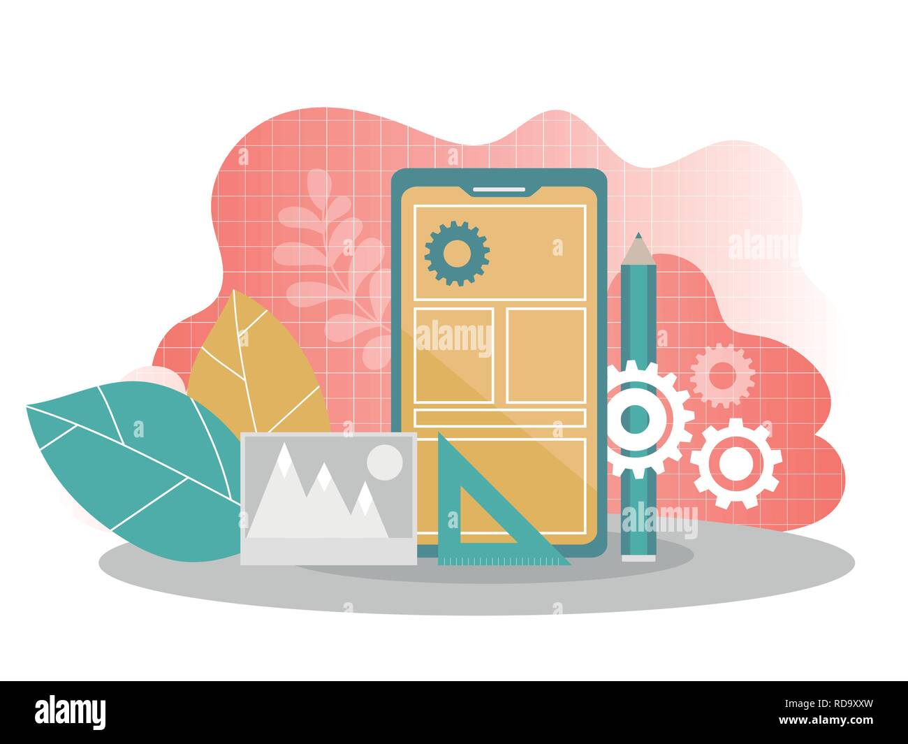 Mobile application development - flat vector illustration. Mobile app building Stock Vector ...