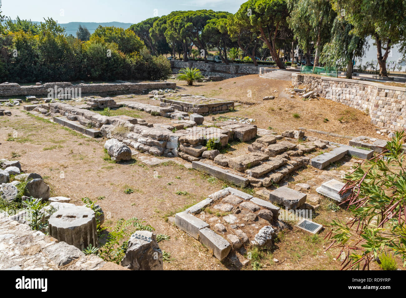 Kos, Greece - October 11, 2018: View of the remaining stones of the ...