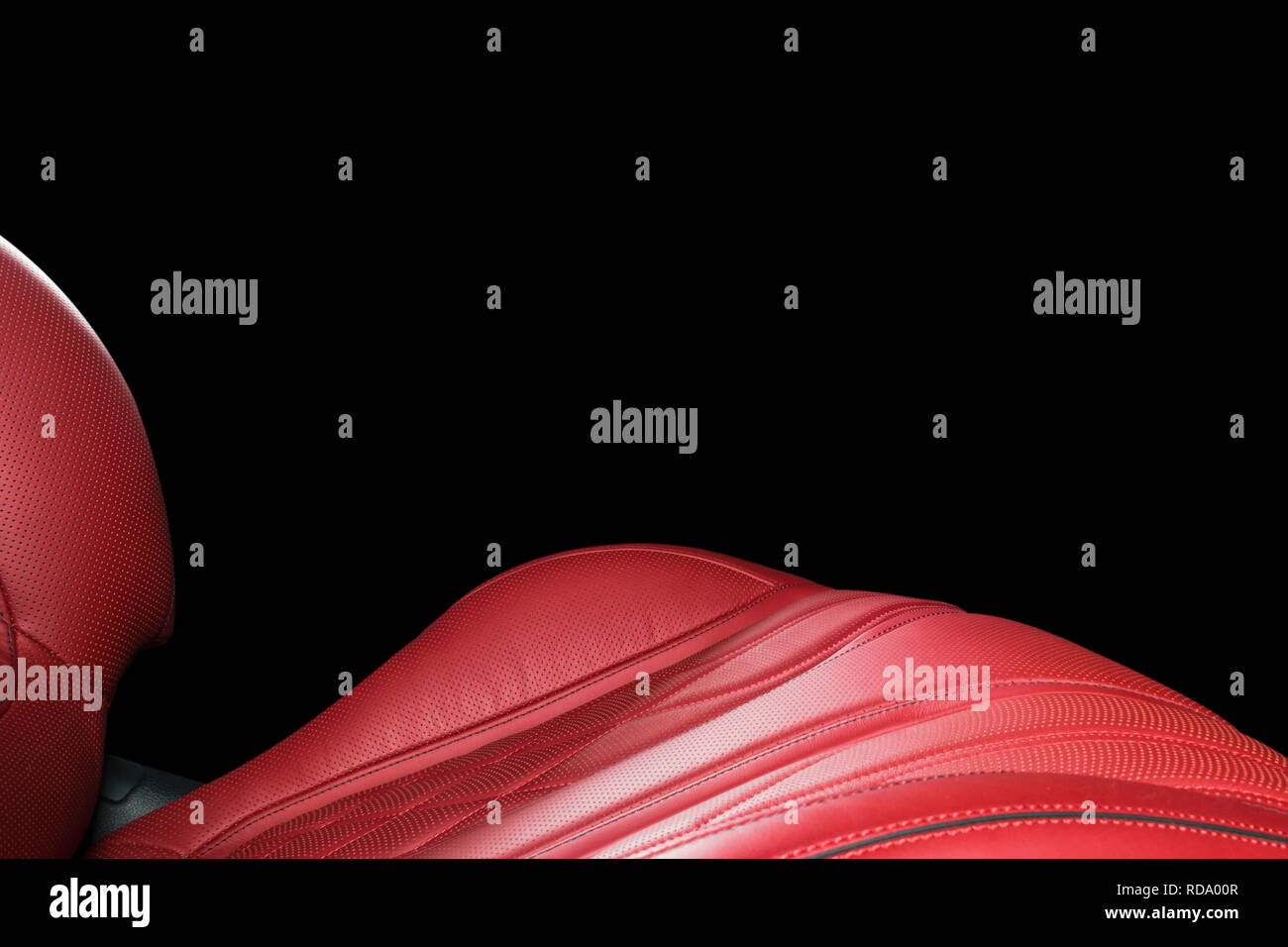 Red leather interior of the luxury modern car. Perforated red leather ...