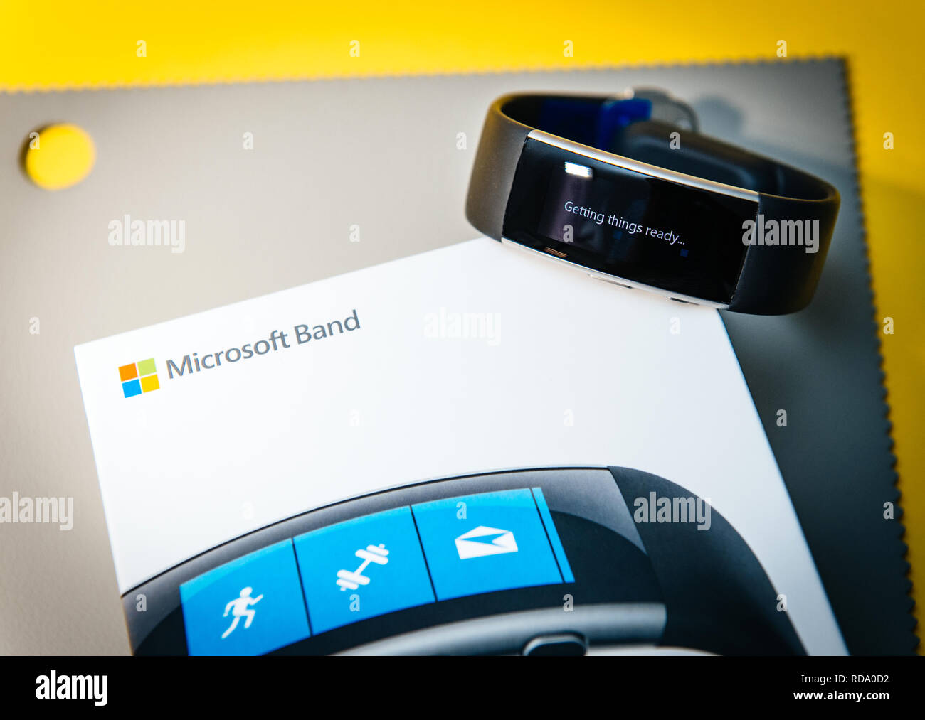 London, UK - June 3, 2016: New Microsoft Band 2 the second-generation ...