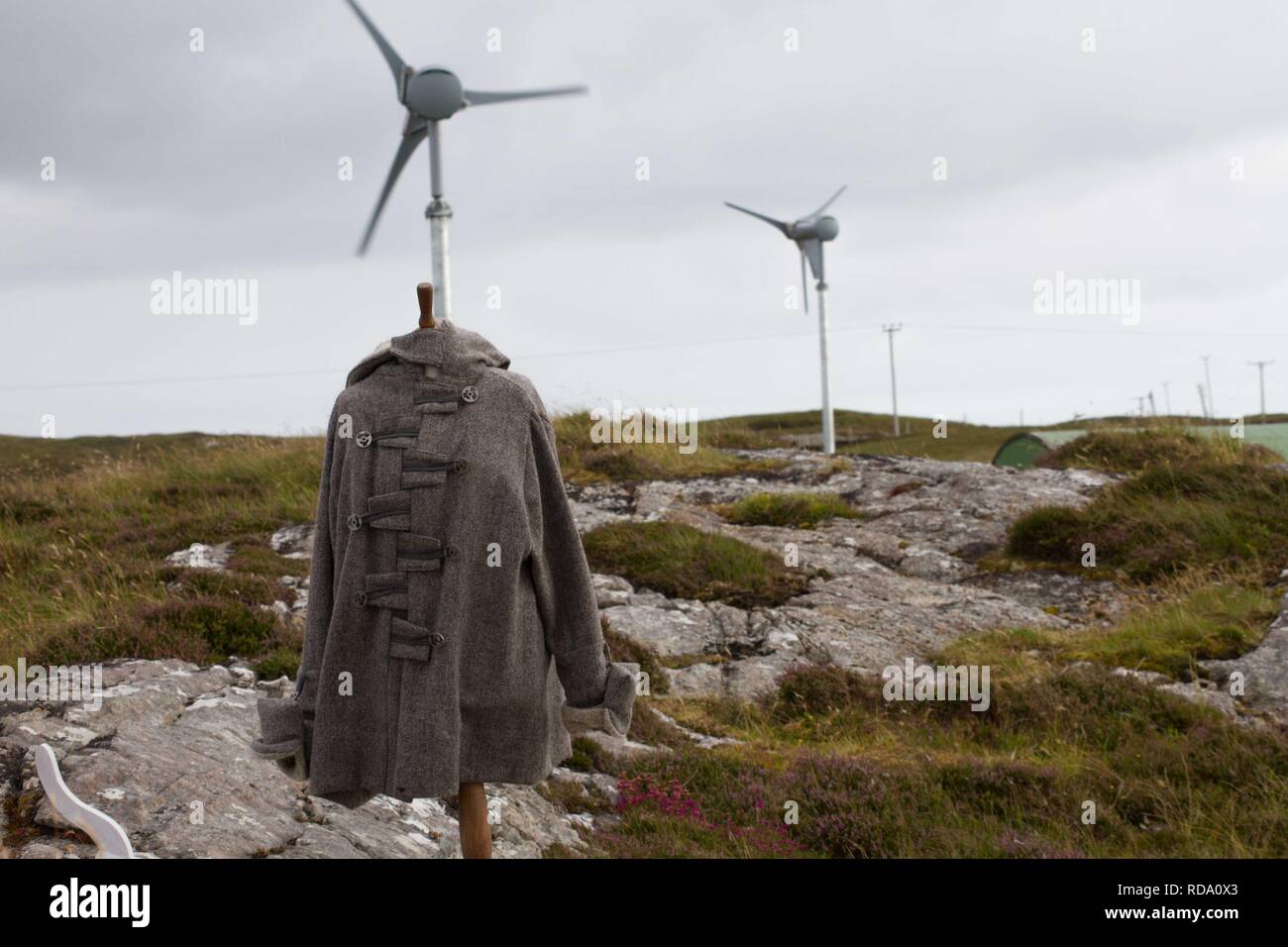 Sustainably produced wool for harris tweed wind turbines hi-res stock ...