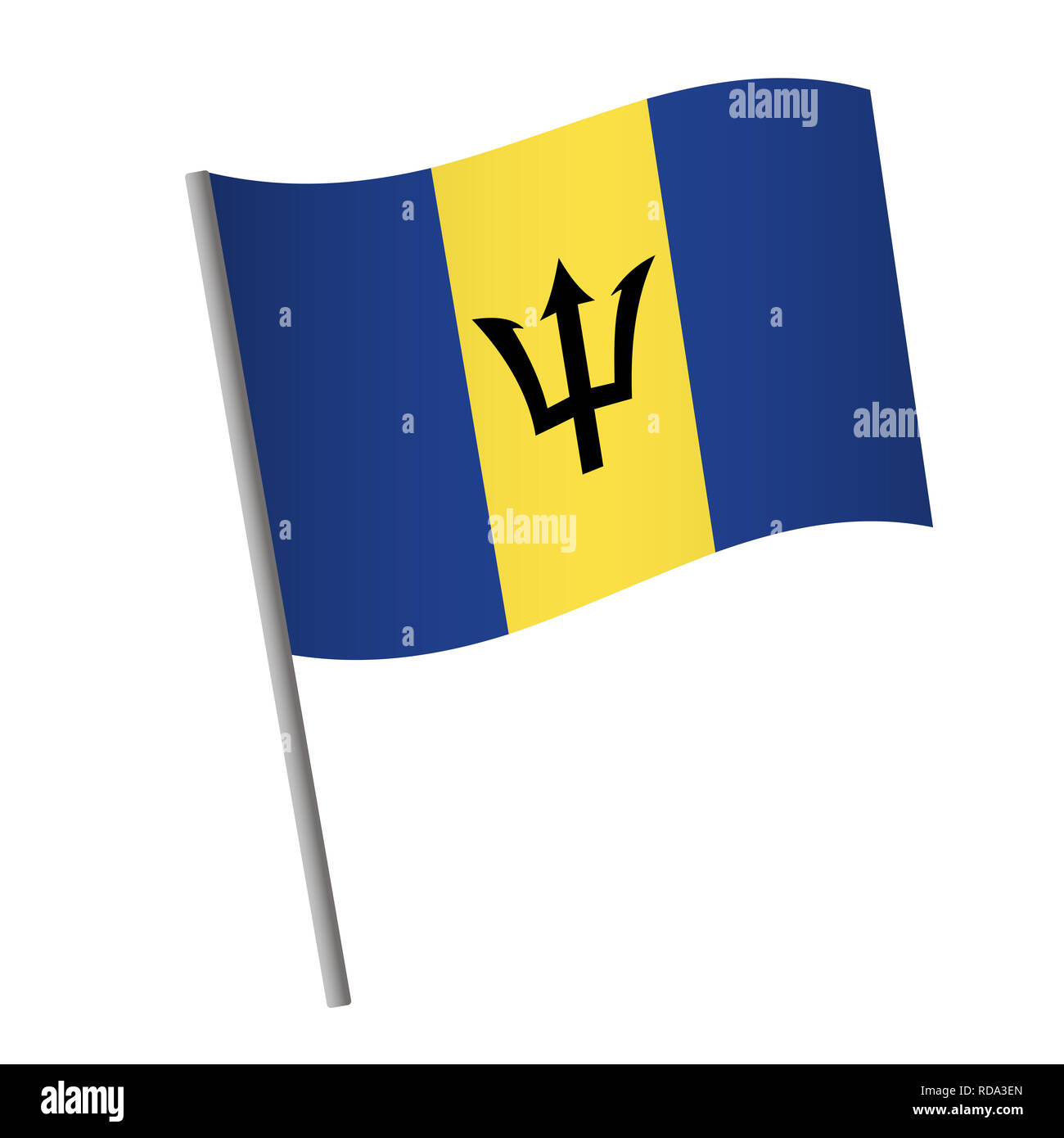 Barbados flag icon. National flag of Barbados on a pole illustration ...