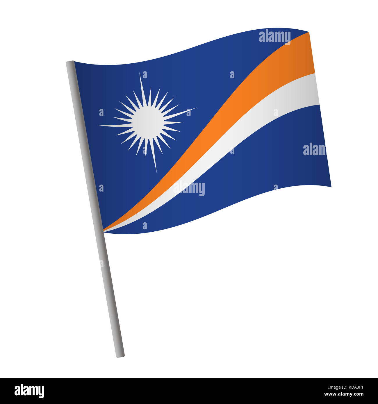 Marshall Islands flag icon. National flag of Marshall Islands on a pole ...