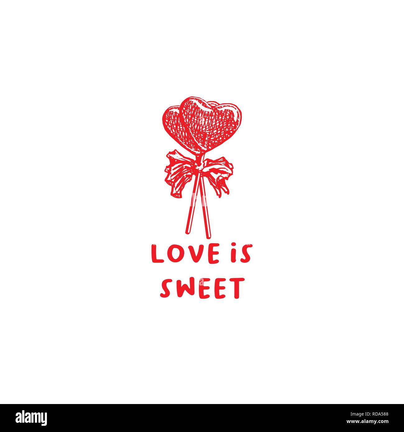 Valentines Day Sweets Greeting Card or Poster with Sketch. Laser ...