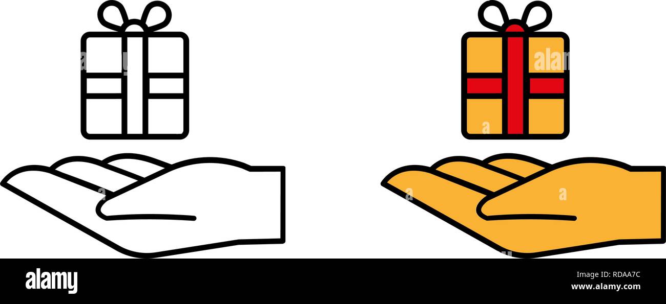 Hand with gift vector icon, give a gift vector illustration Stock ...