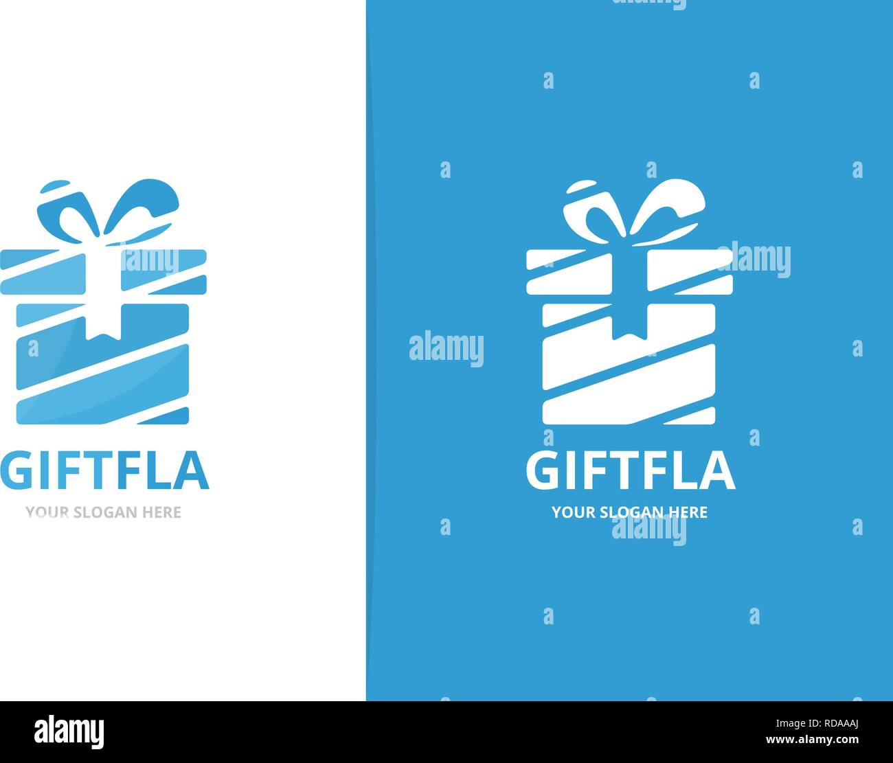 Vector gift and giftbox logo combination. Present and box symbol or ...