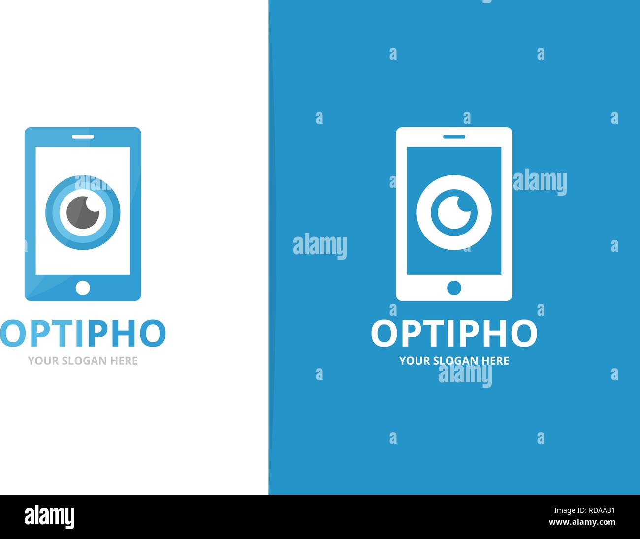 Vector eye and phone logo combination. Optic and mobile symbol or icon ...