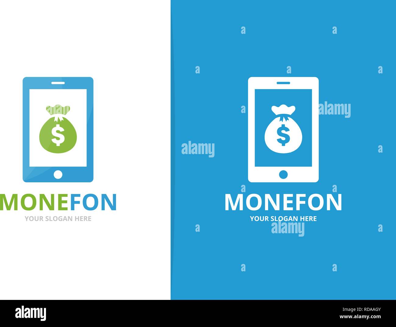 Vector bag and phone logo combination. Sack and mobile symbol or icon ...