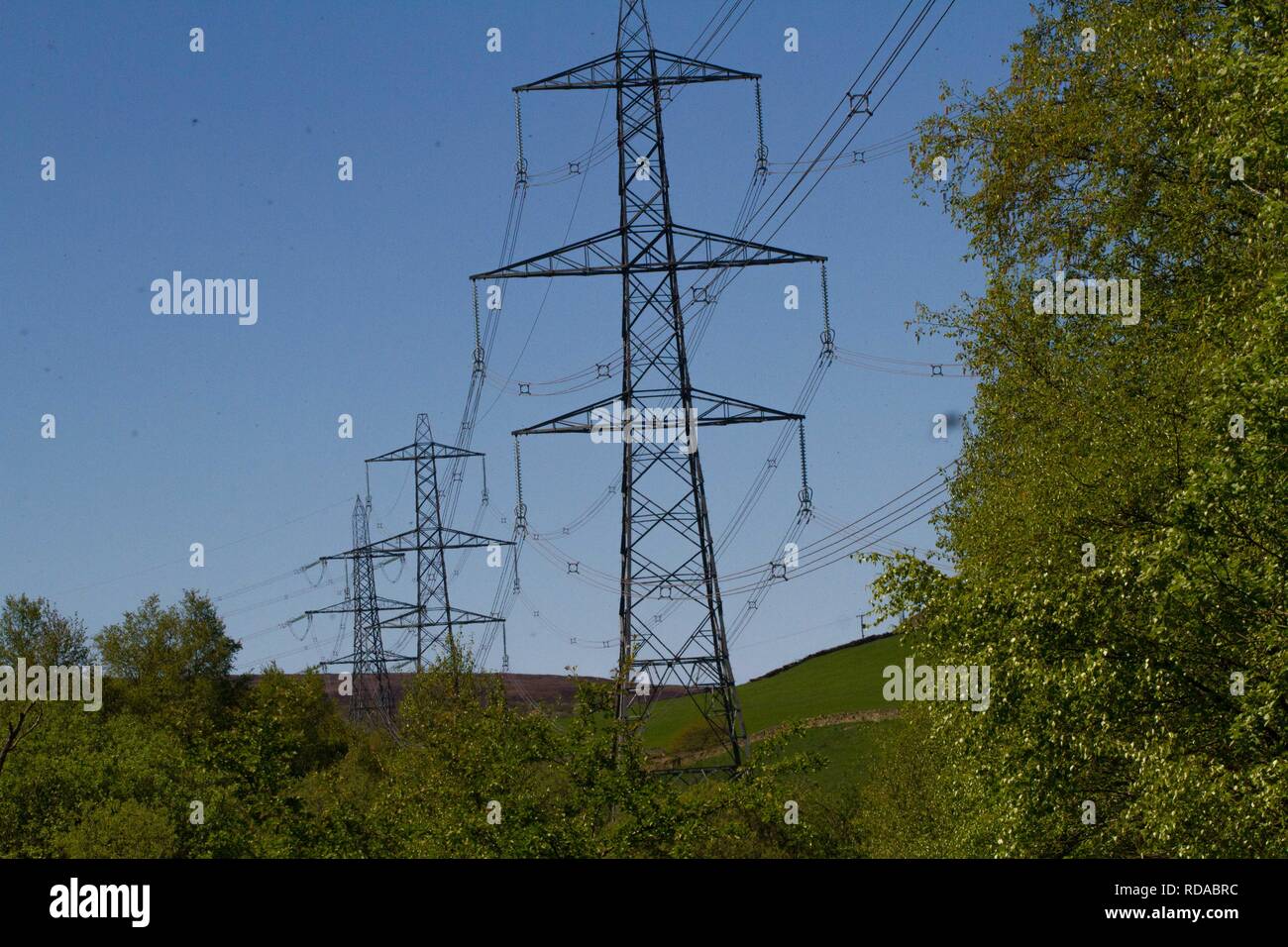Dramatic view of existing power lines and pylons prior to them being ...