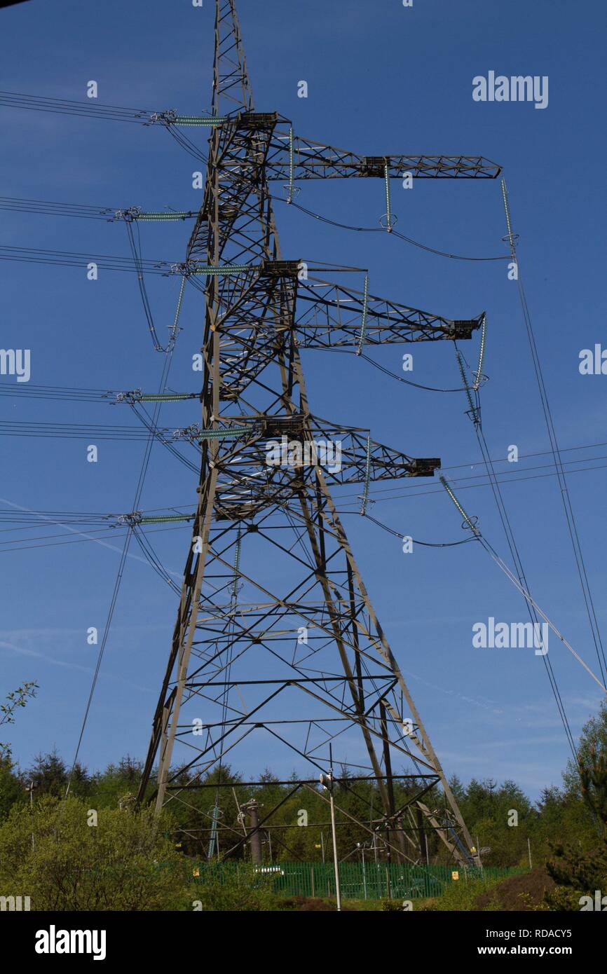 Dramatic view of existing power lines and pylons prior to them being ...