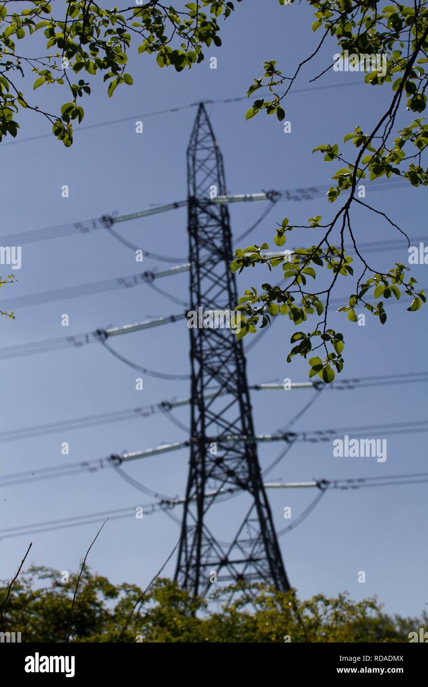 Dramatic view of existing power lines and pylons prior to them being ...