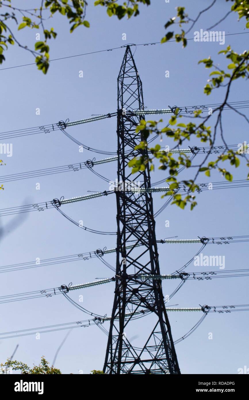 Dramatic view of existing power lines and pylons prior to them being ...