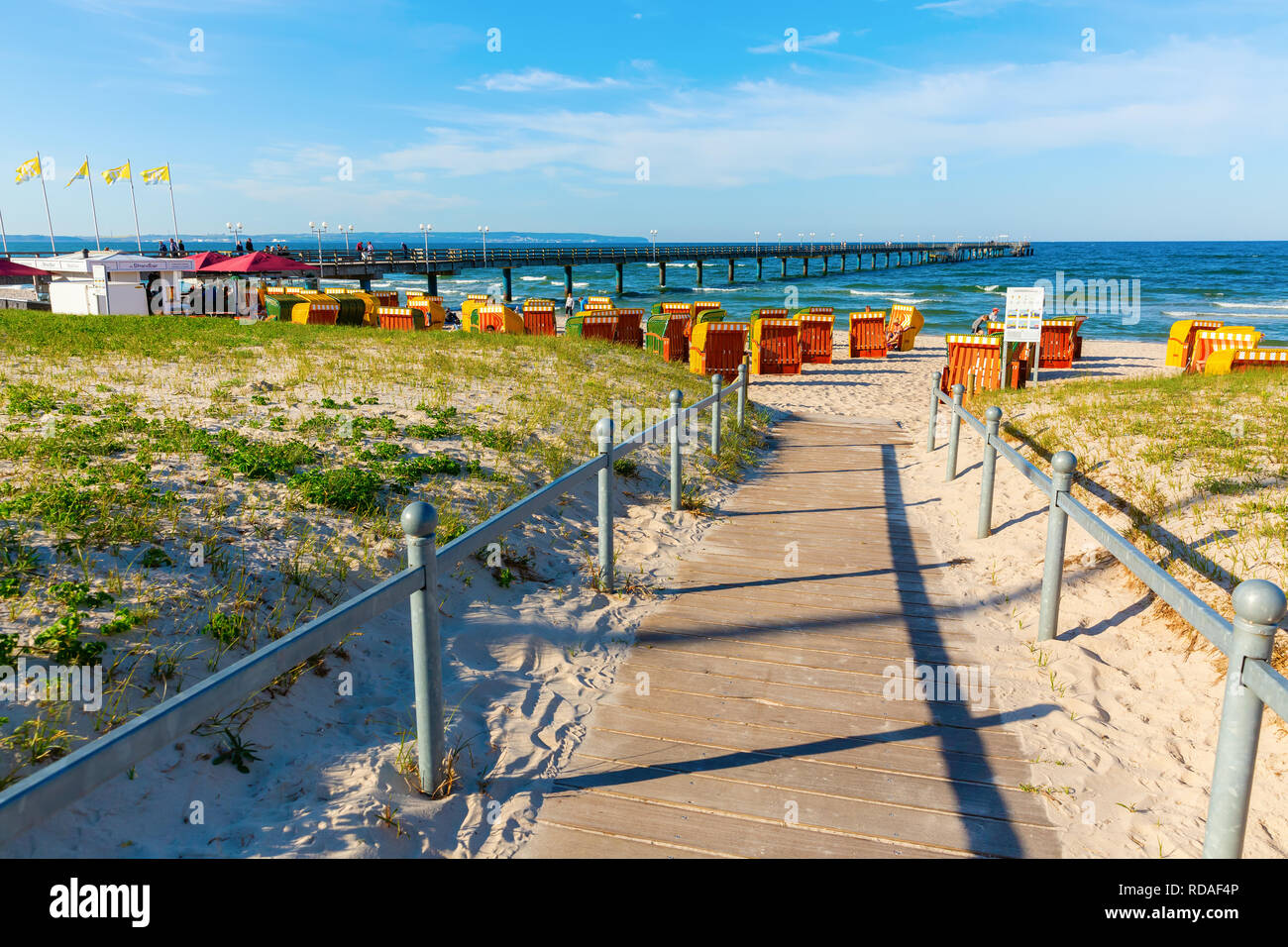 Binz, Germany - May 09, 2018: access to the beach of Binz on Ruegen ...