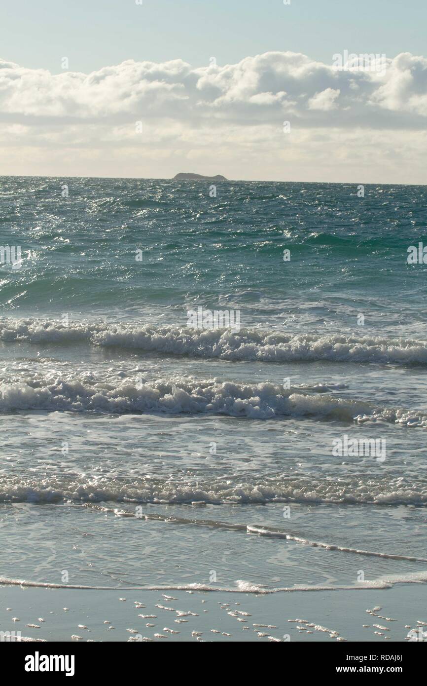 Atlantic ocean from West beach with island in the distance Stock Photo ...
