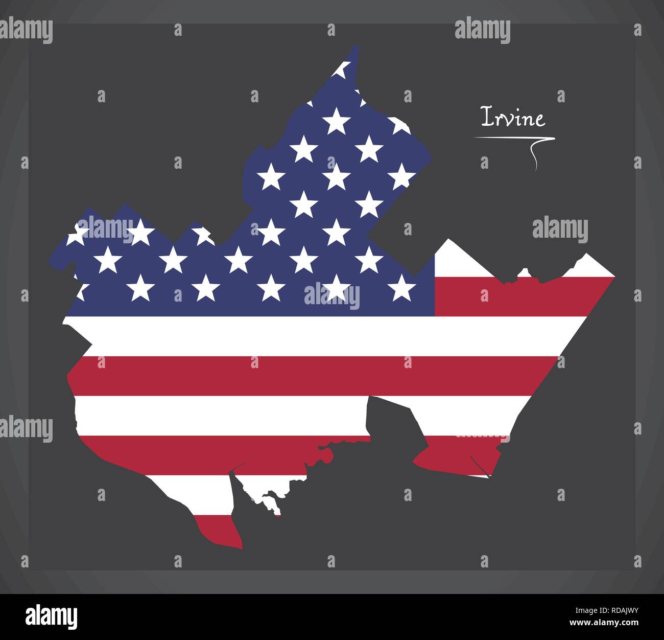 Irvine California City map with American national flag illustration ...