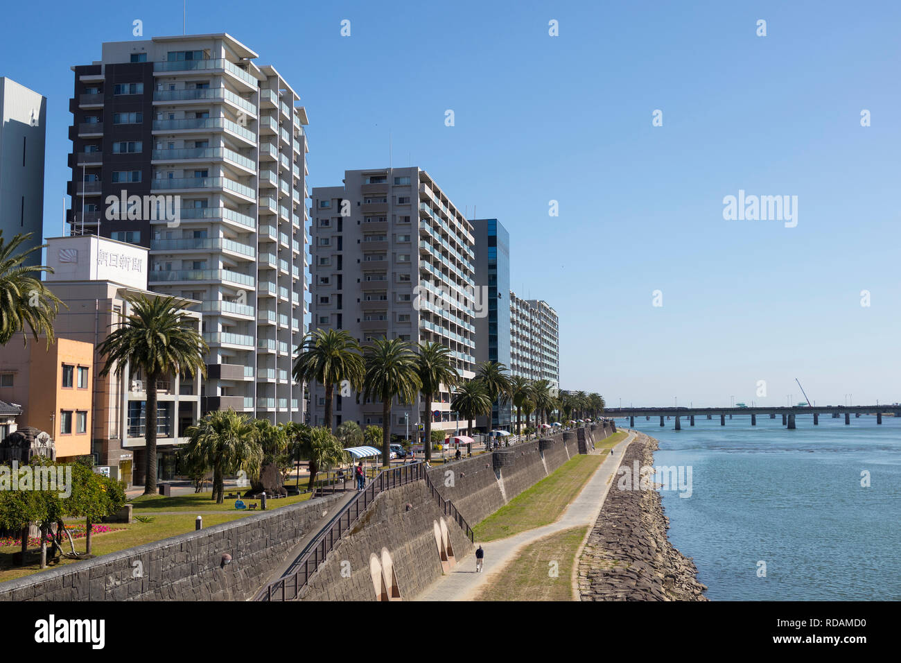 Miyazaki, Japan - November 7, 2018: Promenade along the riverside of ...