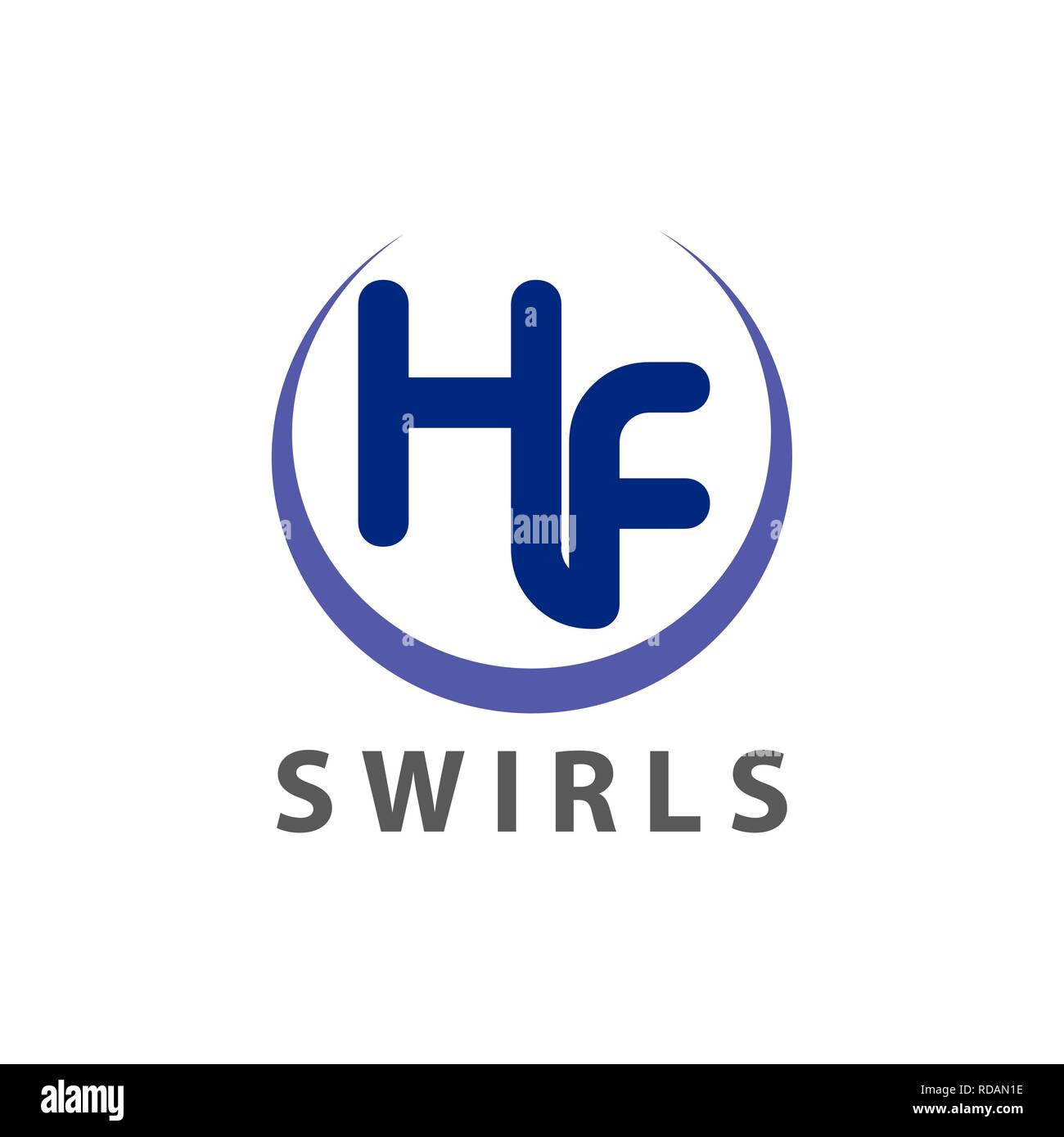 Swirls initial letter HF logo concept design. Symbol graphic template ...