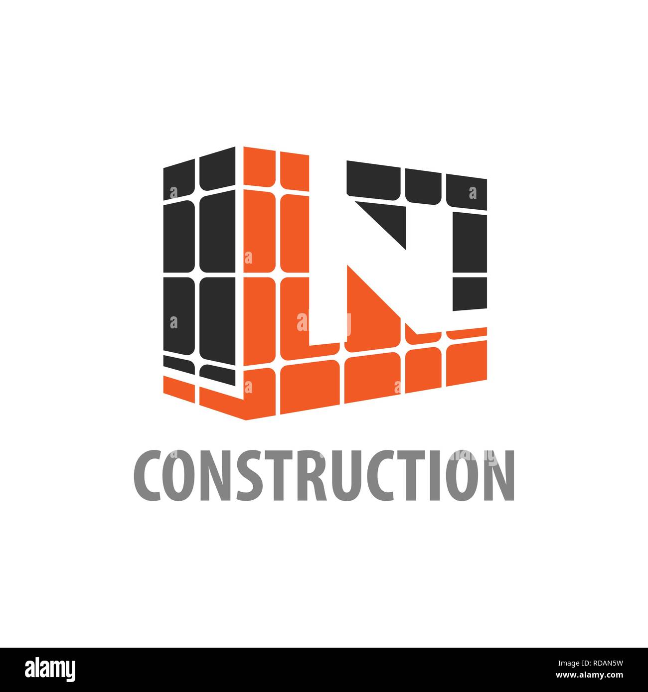 Consruction block initial letter N logo concept design. Symbol graphic ...