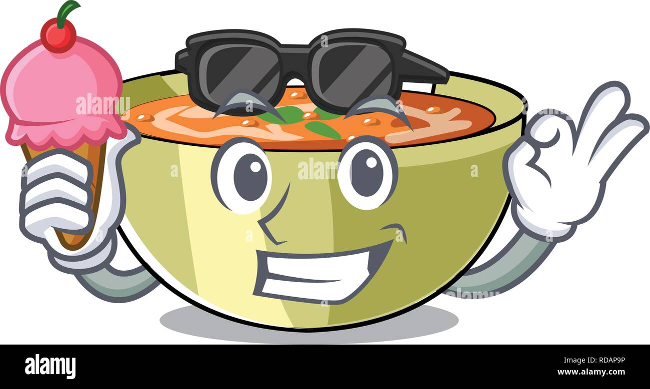 With ice cream Cartoon lentil soup ready to served Stock Vector Image ...