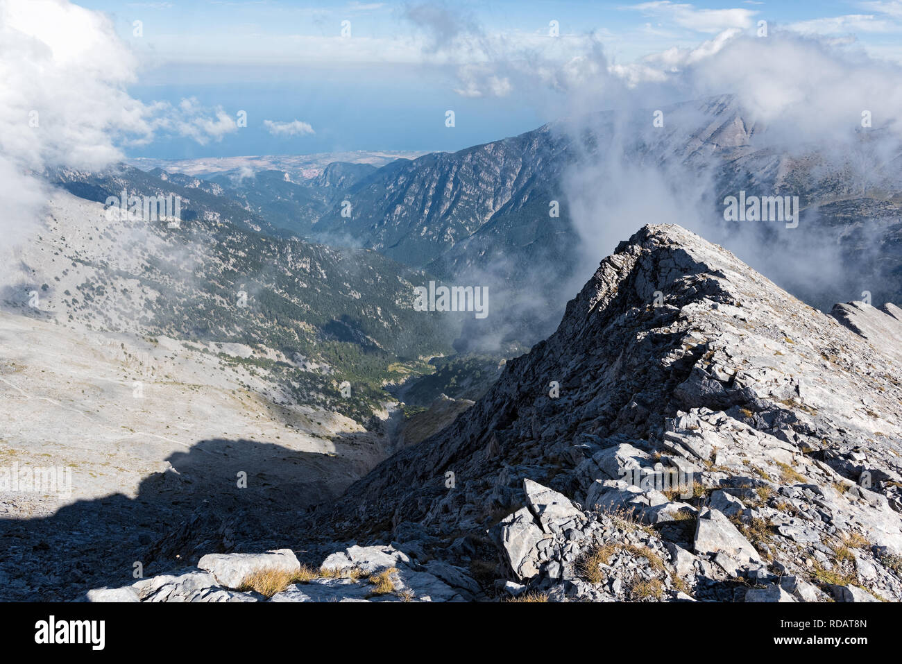 Cloudscape at Mount Olympus, the highest mountain of Greece and home of ...