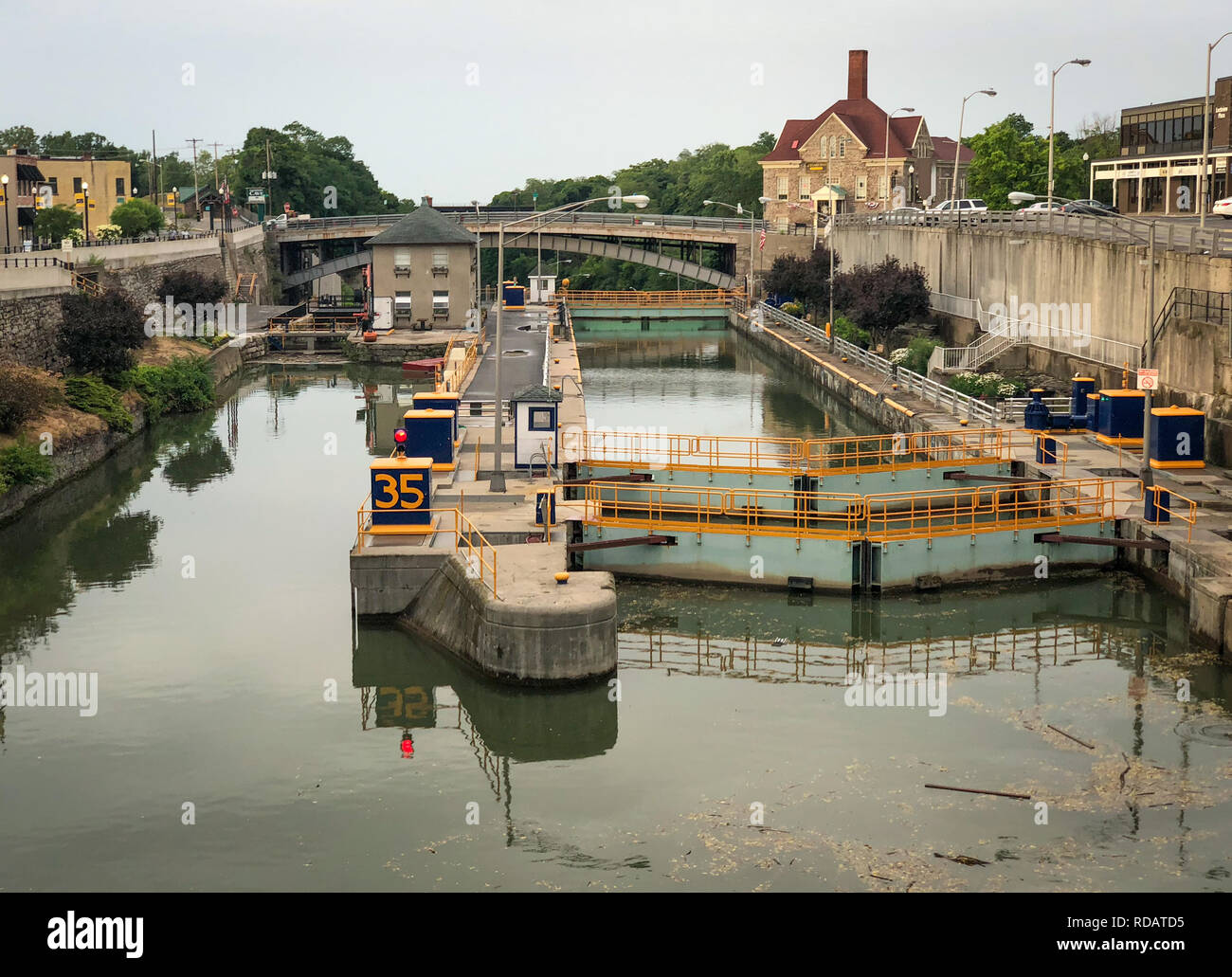 Erie Canel Museum and Locks along the river Stock Photo - Alamy