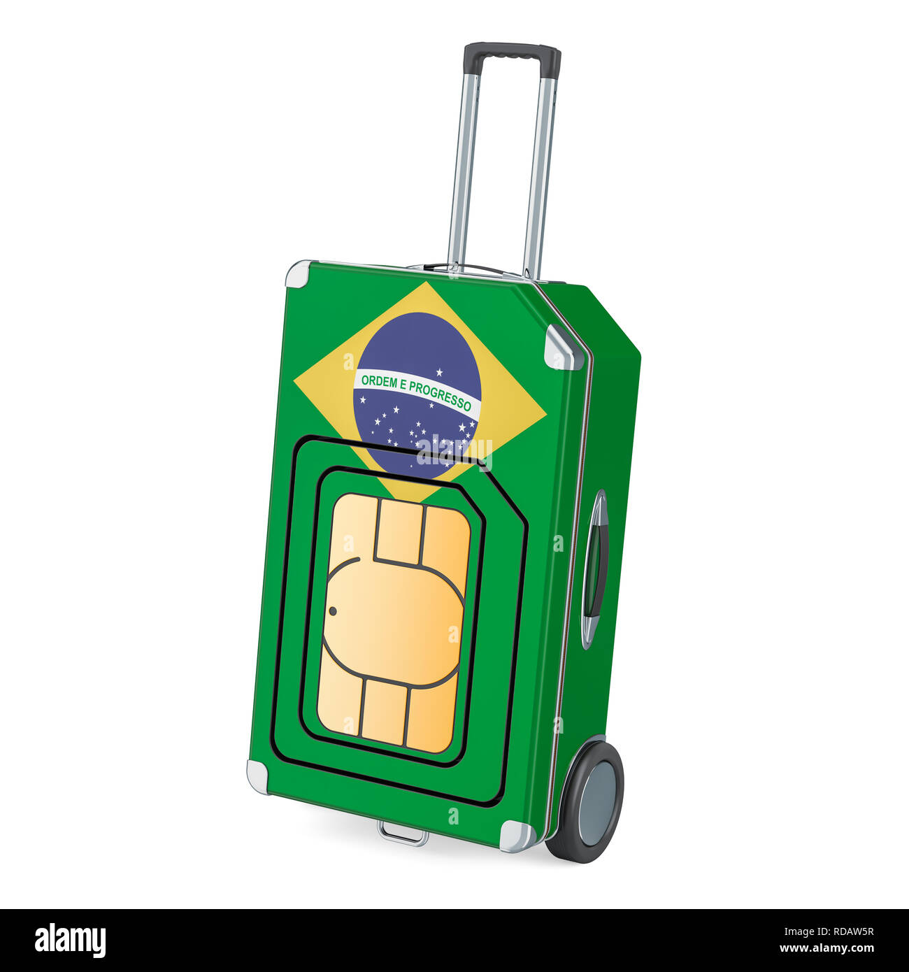 Travel Sim, roaming and traveling in Brazil, 3D rendering isolated on ...