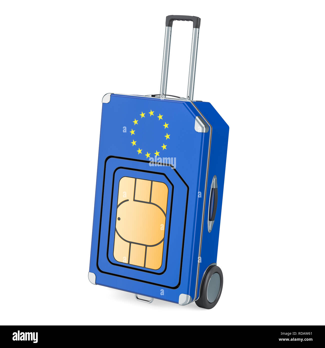 Travel Sim, roaming and traveling in European Union, 3D rendering ...