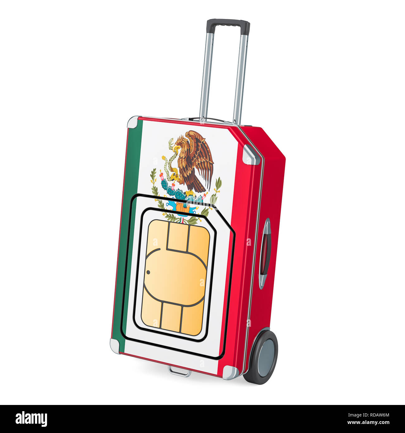 Travel Sim, roaming and traveling in Mexico, 3D rendering isolated on ...