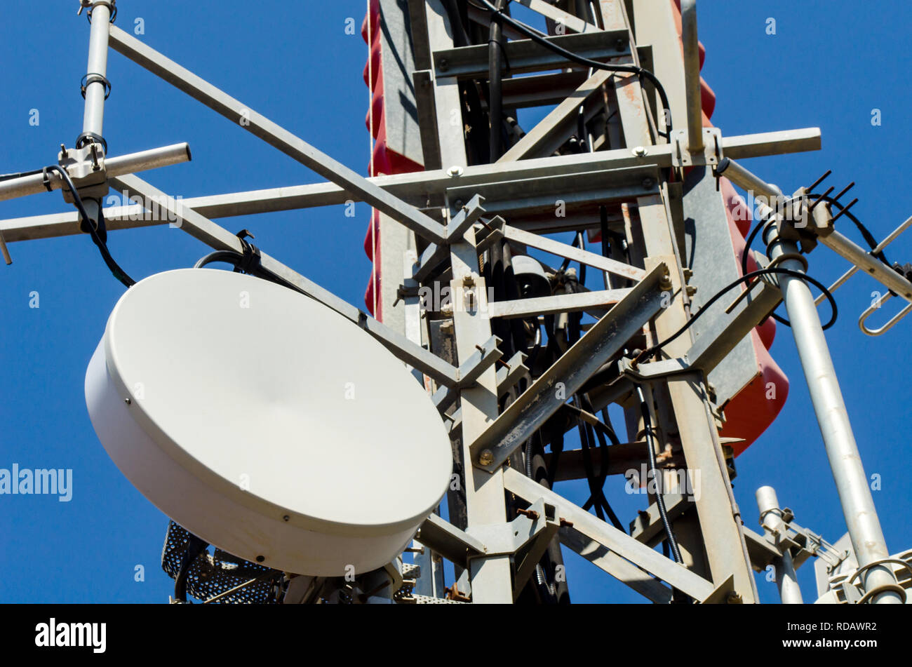 Telecommunication tower with antennas of cellular communication and ...