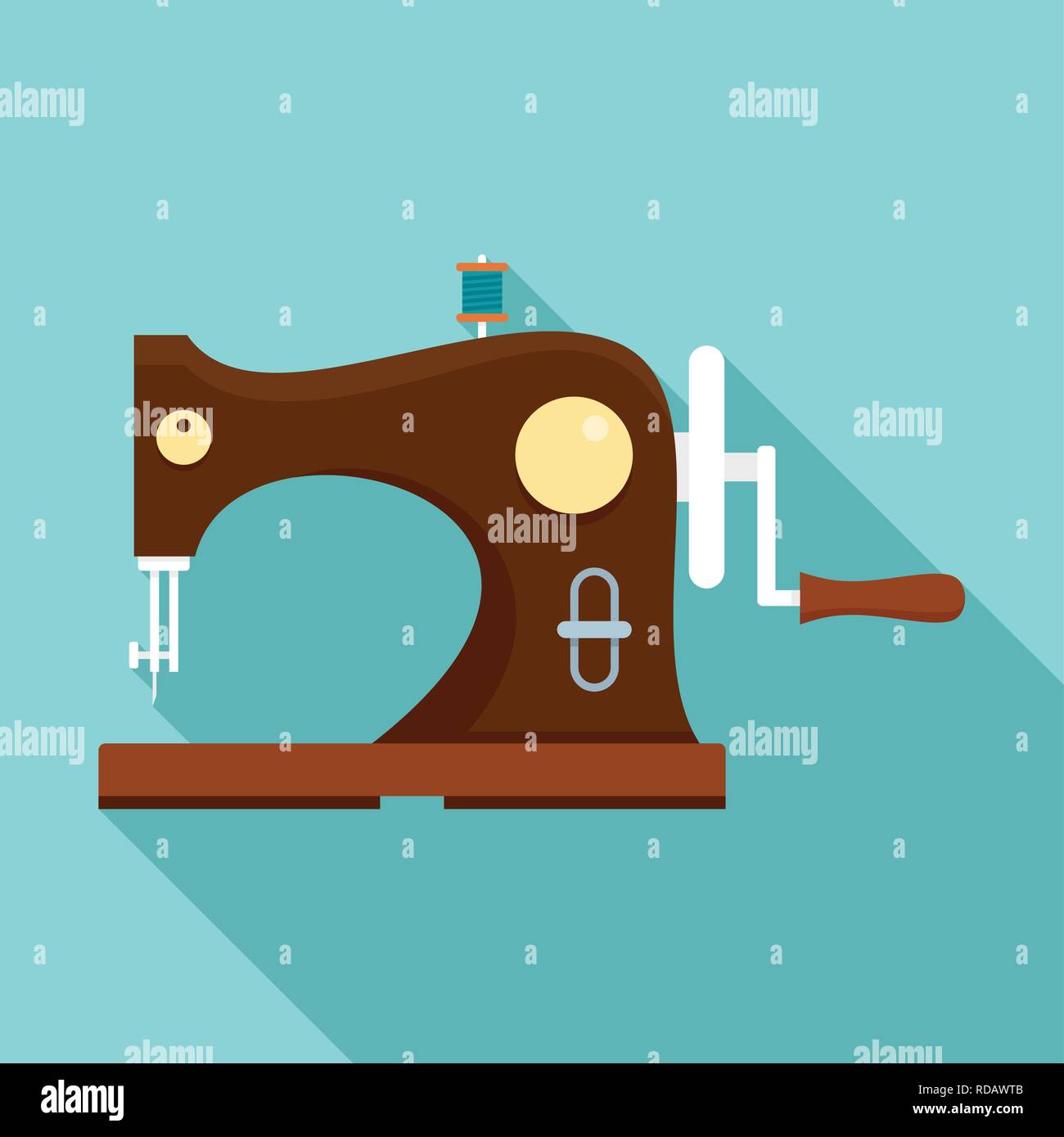 Wood sew machine icon. Flat illustration of wood sew machine vector ...