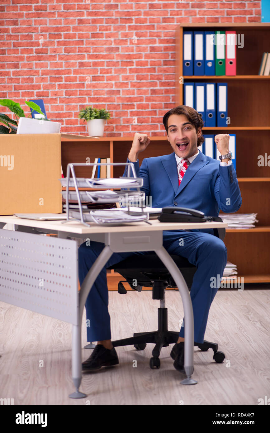 Successful employee getting new job position Stock Photo - Alamy