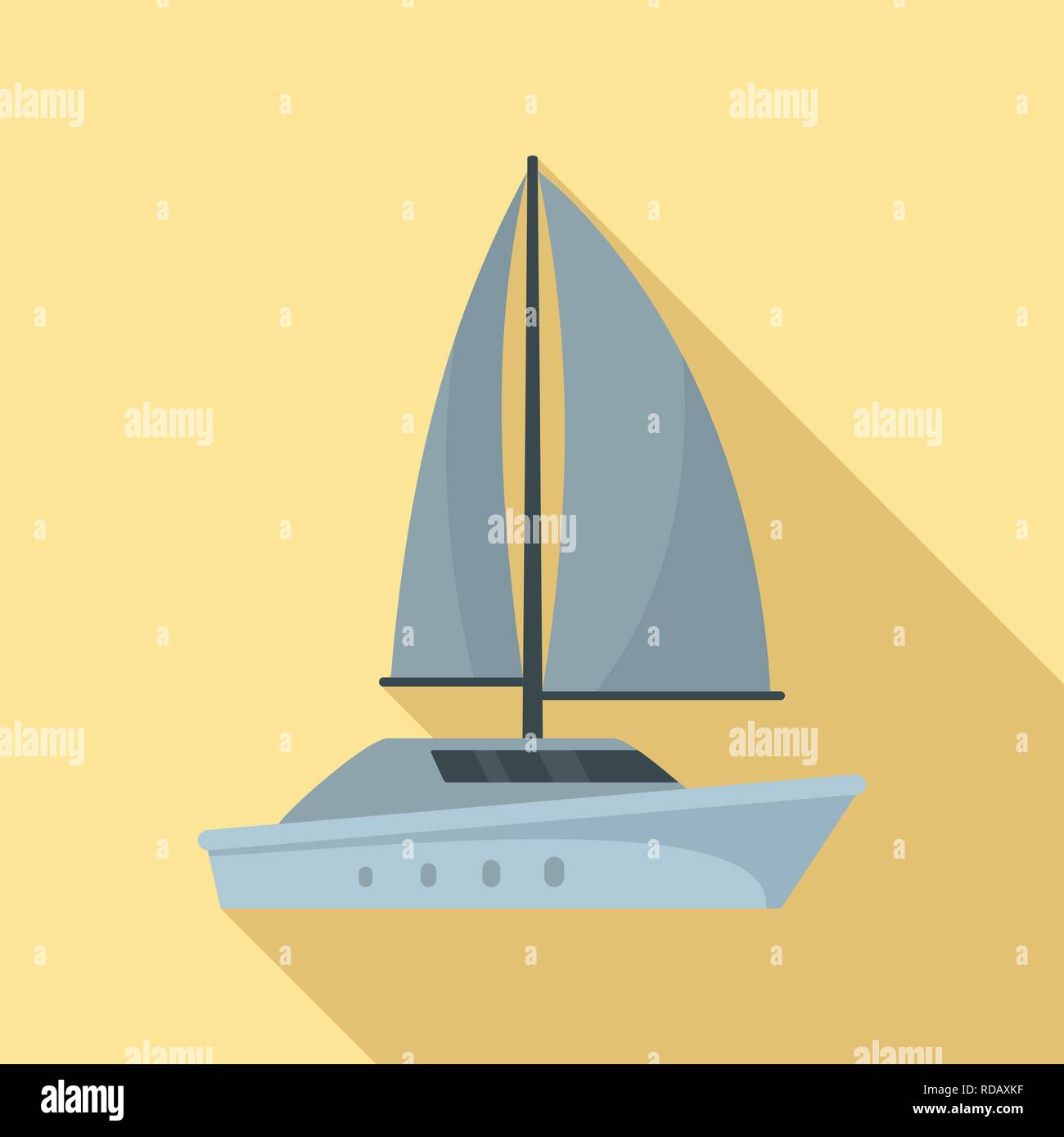 Grey yacht icon. Flat illustration of grey yacht vector icon for web ...