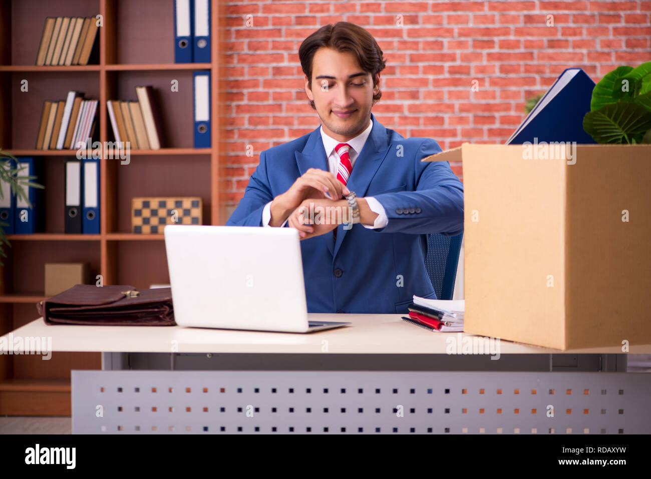 Successful employee getting new job position Stock Photo - Alamy