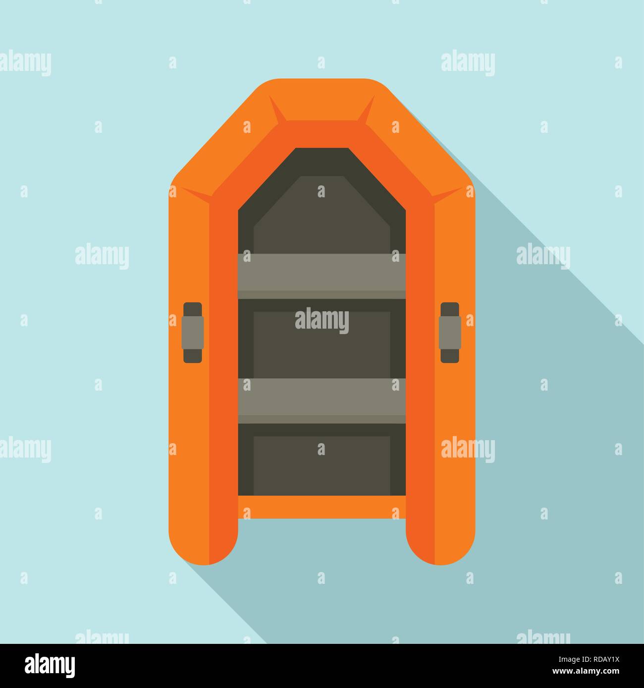 Rubber inflatable boat icon. Flat illustration of rubber inflatable ...