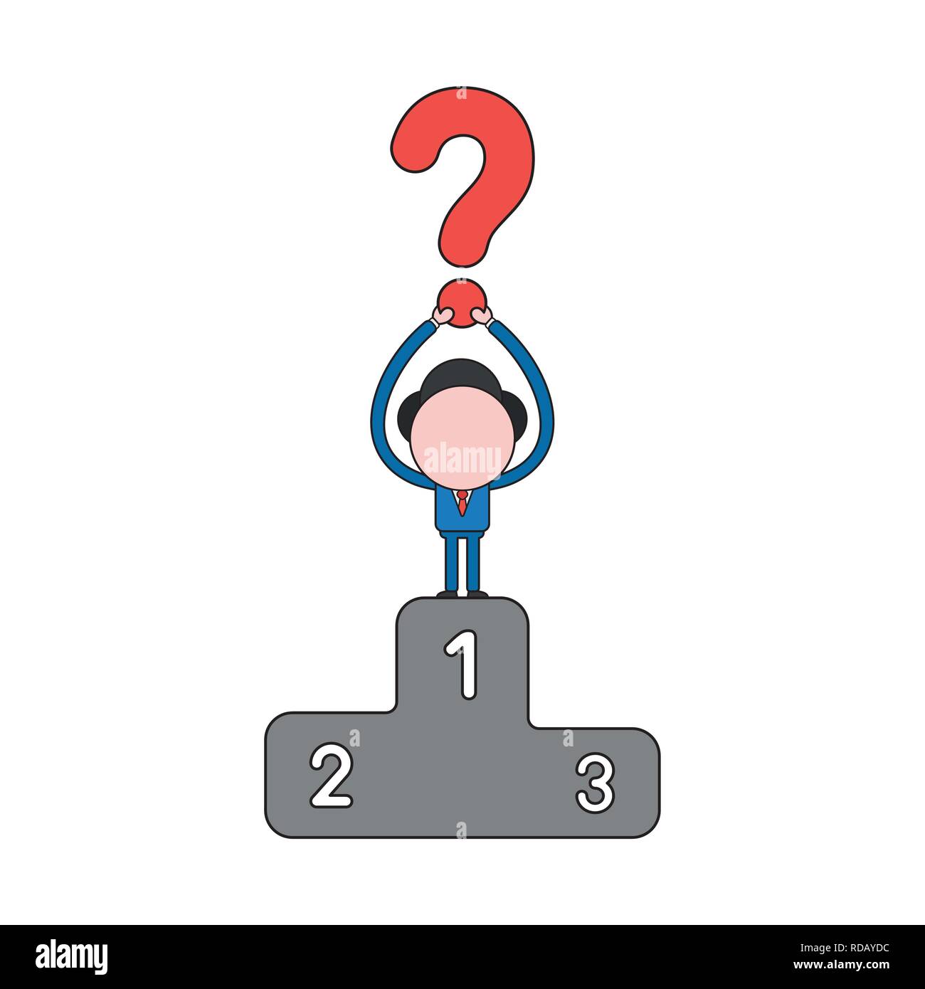 Vector illustration businessman character holding up question mark on ...