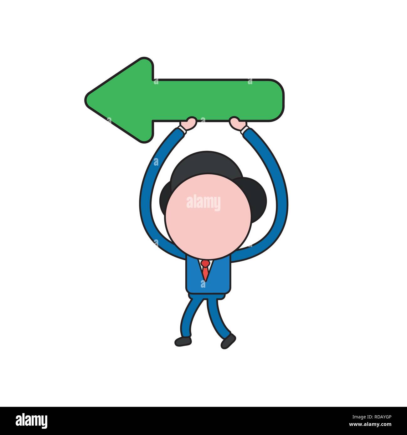 Vector illustration businessman character walking and holding arrow ...