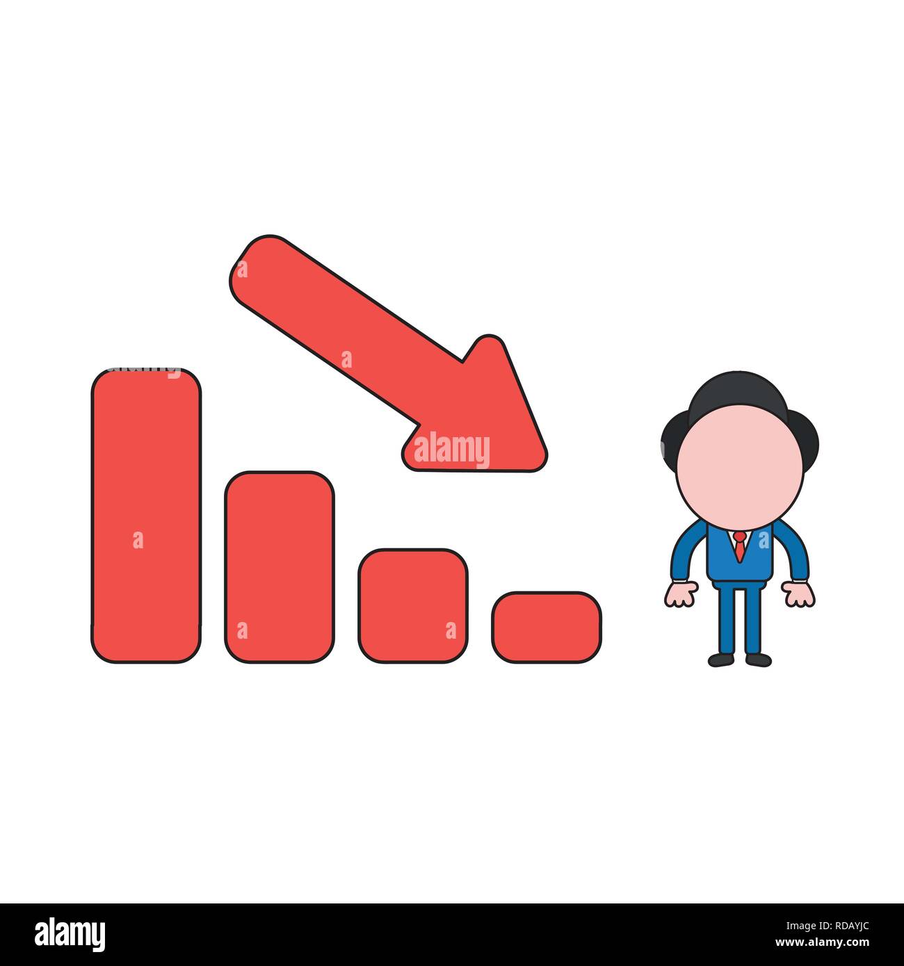 Vector illustration businessman character with sales bar graph moving ...