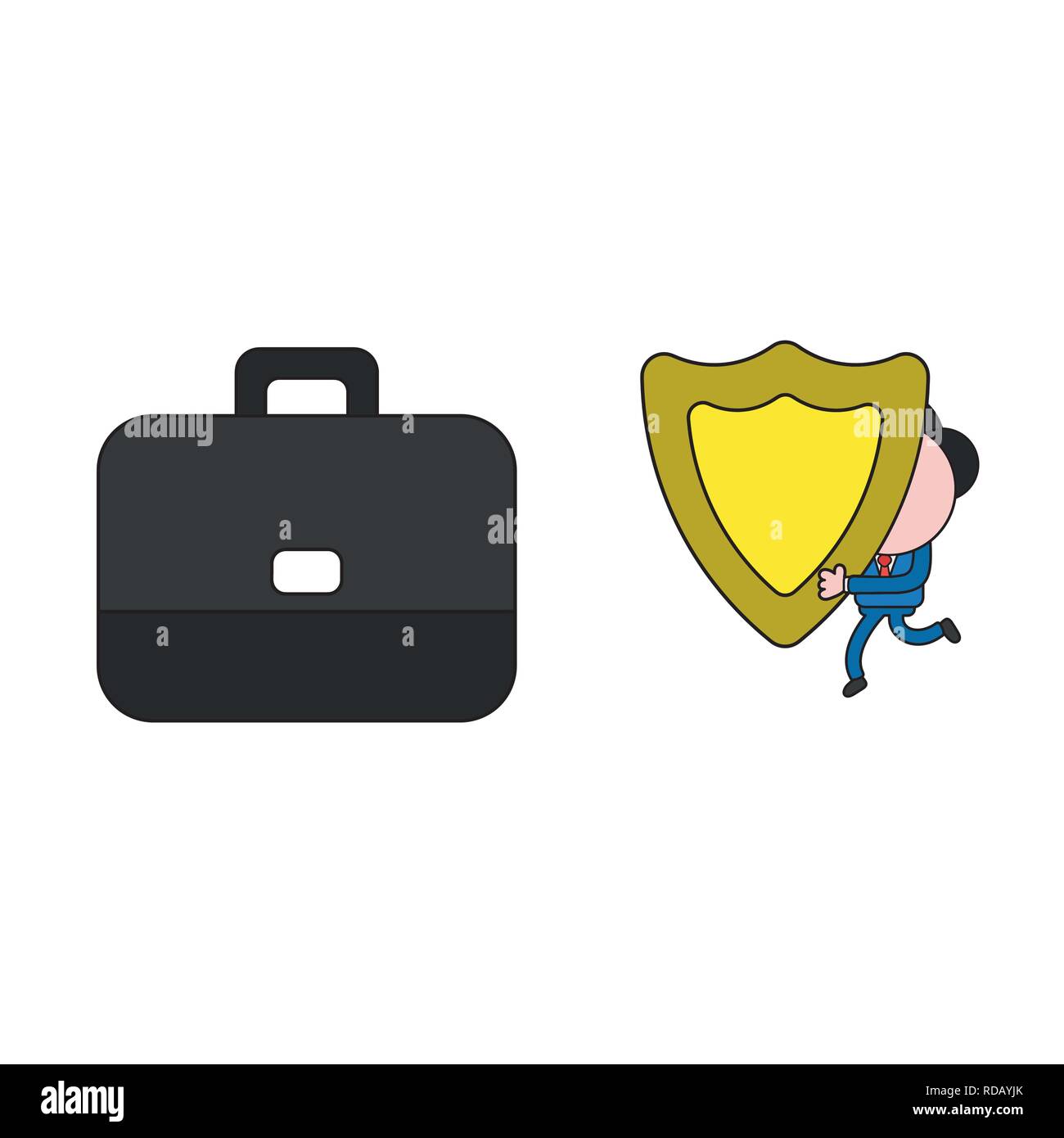 Vector illustration businessman character running and carrying guard ...