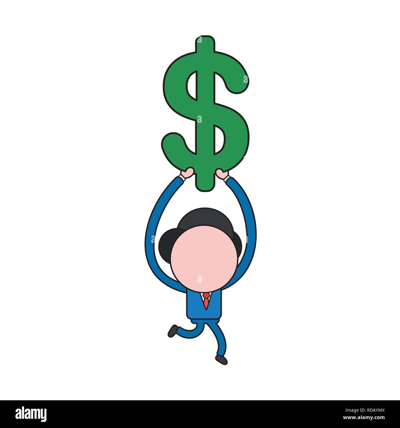 Vector illustration businessman character running and holding dollar ...