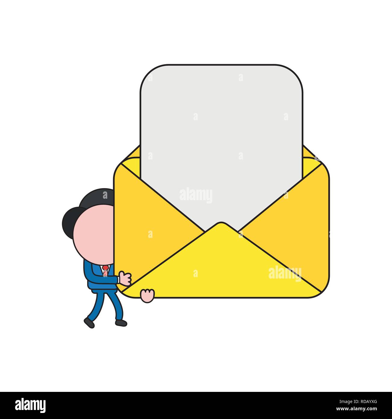 Vector illustration businessman character walking and carrying envelope ...