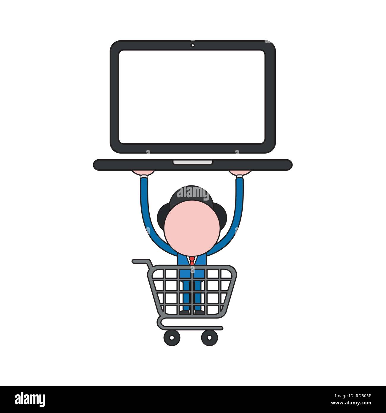 Vector illustration businessman character inside shopping cart and ...