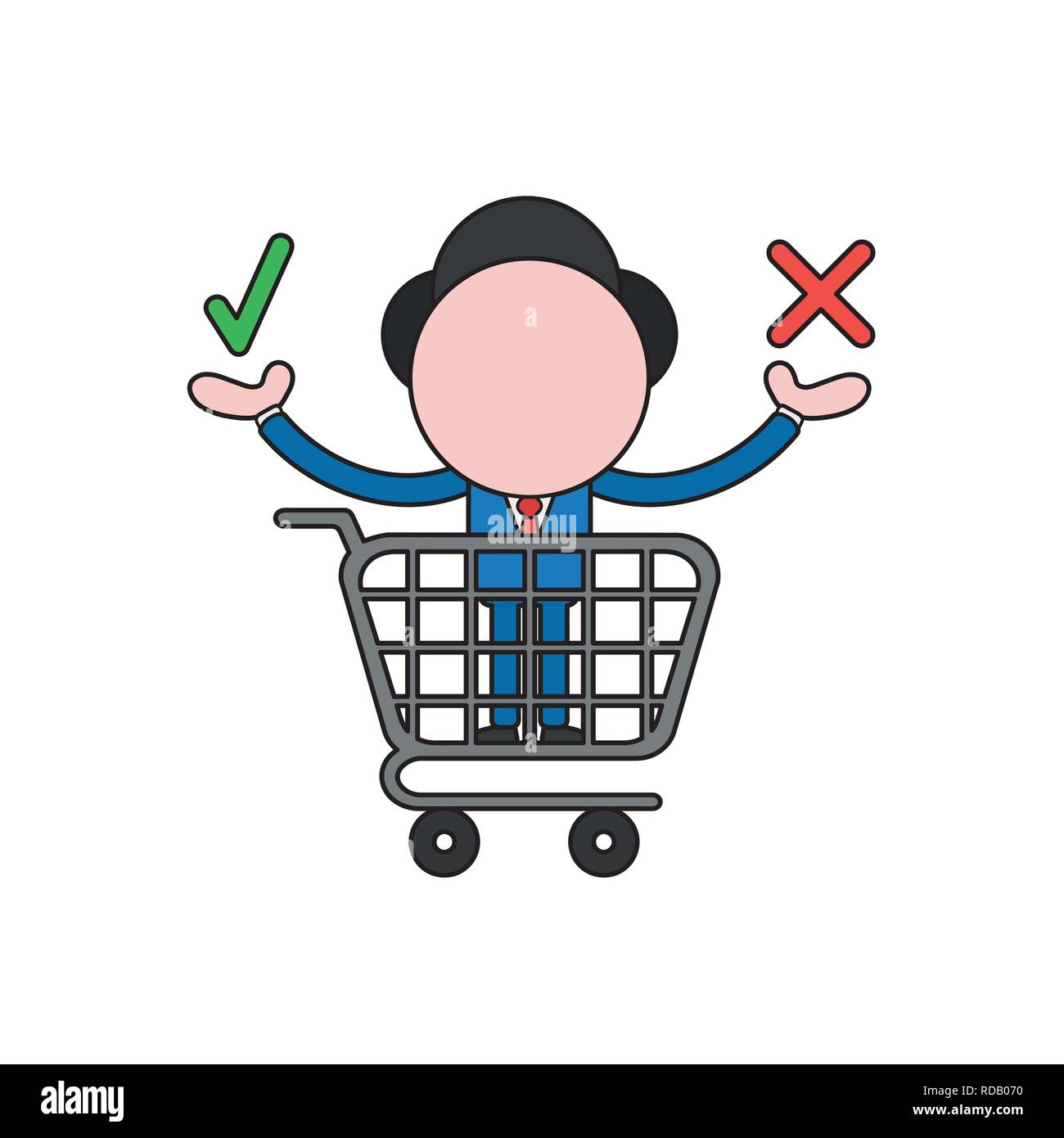 Vector illustration businessman character inside shopping cart and ...