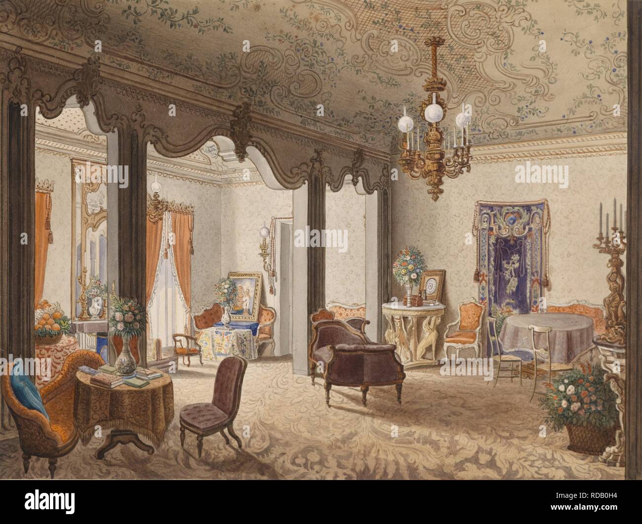 Drawing Room of Empress Alexandra Feodorovna at the Villa Butera near ...