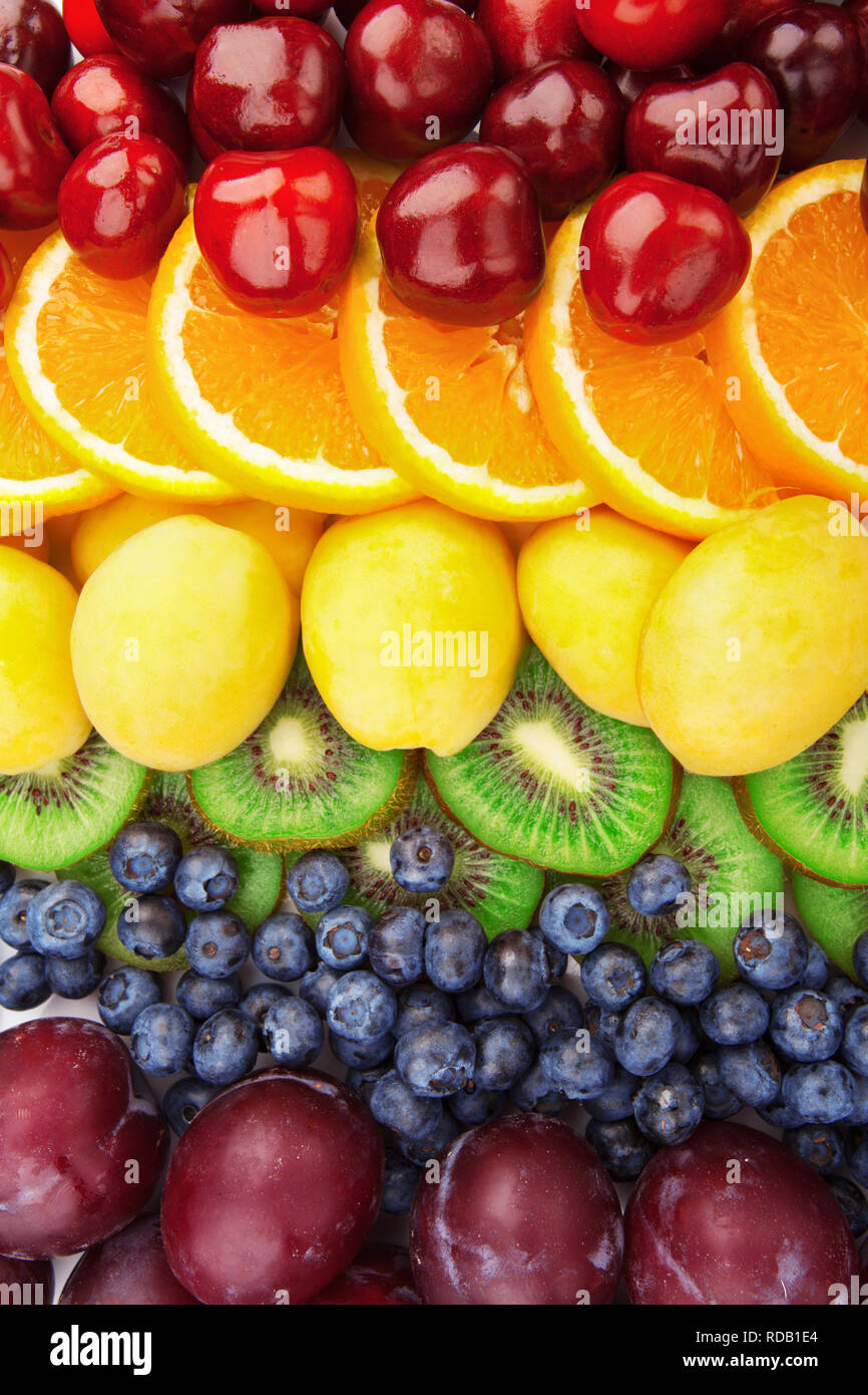 Fresh fruits.Assorted fruits colorful background. Color range Stock ...