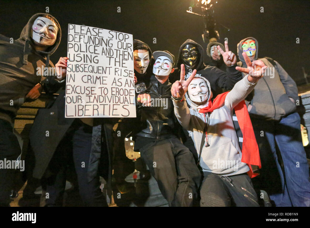 Anonymous protesters protest in London Stock Photo - Alamy